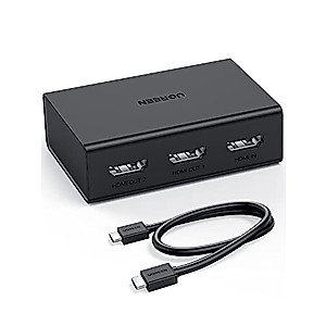 UGREEN HDMI Splitter 1 in 2 Out 4K@60Hz HDMI 2.0 Splitter with 1.7FT HDMI Cable Support HDCP 2.2 3D HDR EDID 1 to 2 Way HDMI Adapter Only Mirror Screen Compatible with TV Monitor Projector PS5 Switch
