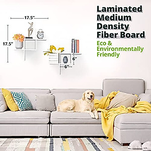 Greenco Criss Cross Intersecting Floating Shelf, Easy-To-Assemble Floating Wall Mount Shelves for Bedrooms and Living Rooms, Espresso Finish