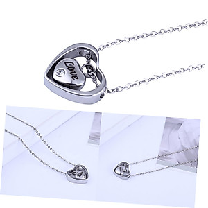 USHOBE 2pcs Stainless Steel Jewelry for Women Friends Necklaces Pet Cremation Jewelry Memorial Cremation Love Pendant Neckalce Pet Memorial Ornament Urn Ashes Pendant Miss Simple
