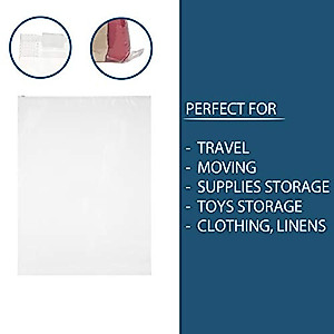Clear bags for clothes storage, toys, snack bags and food saver, beach bag travel organizer - 5 gallon ziplock bags - sealable zipper and slider jumbo baggies - Extra large ziplock bag - {Pack of 5}
