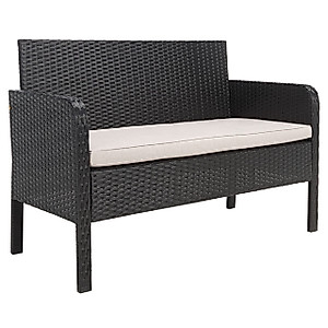 SAFAVIEH Outdoor Collection PAT7505 Conversation Set, Black/Light Grey