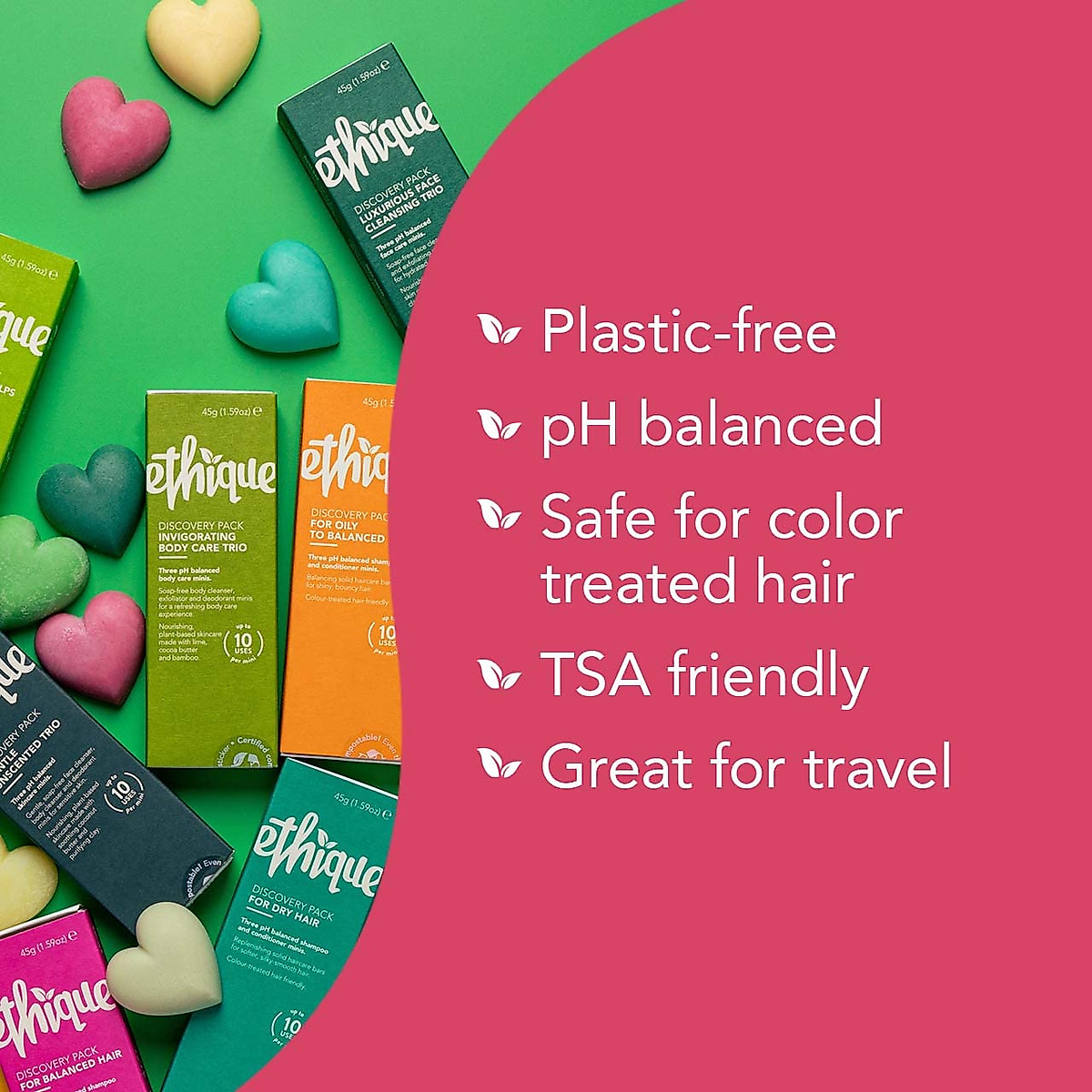 Ethique Discovery Pack for Dry Hair - Shampoo & Conditioner - Plastic-Free, Vegan, Cruelty-Free, Eco-Friendly, 3 Travel Bars, 1.59 oz (Pack of 1)