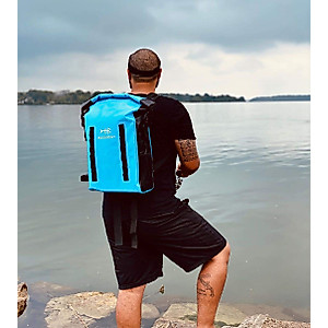 BASSDASH Waterproof TPU Backpack 24L Roll-Top Dry Bag with Rod Holder for Fishing, Hiking, Camping, Kayaking, Rafting