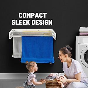 NEBU Clothes Laundry Drying Rack 28”- an Elegant Wall-Mounted Hanger, Folding Stainless Steel Collapsible, Space Saver with 12 Linear feet, Drying Capacity 27lbs