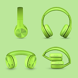 LilGadgets Connect+ Pro Kids Headphones with Mic and Cord, SharePort Technology, Over-Ear Foldable Headset, Volume Limit 93db, Wired Inline 3.5mm Jack for School- Green