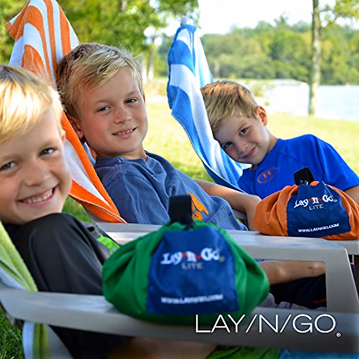 Lay-n-Go 2-in-1 Small Portable Drawstring Toys Storage Organizer and Play Mat for Room and Travel, Made for Kids and Toddlers with a Durable Patented Design, 18 inch, Green/Blue