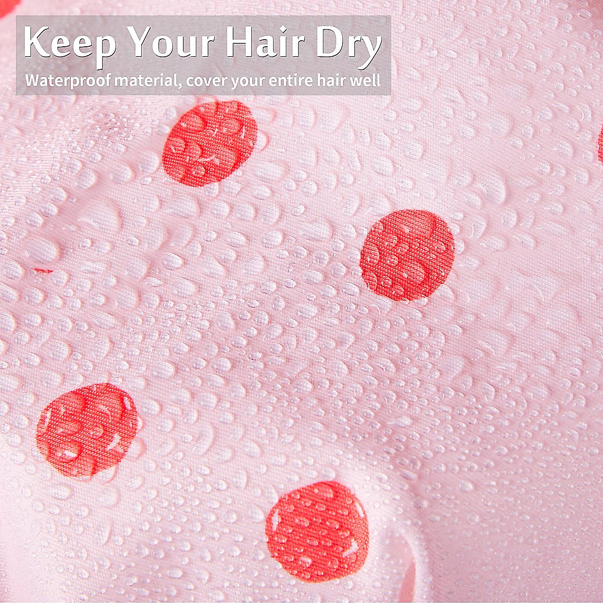 4 Pieces Shower Caps for Women, Waterproof Reusable Shower Hair Caps Elastic Hem Turban Shower Bath Caps Bowknot Satin Bath Hair Caps for Long Short Curly Hair(Dot, Black, Teal, Palm Leaves)