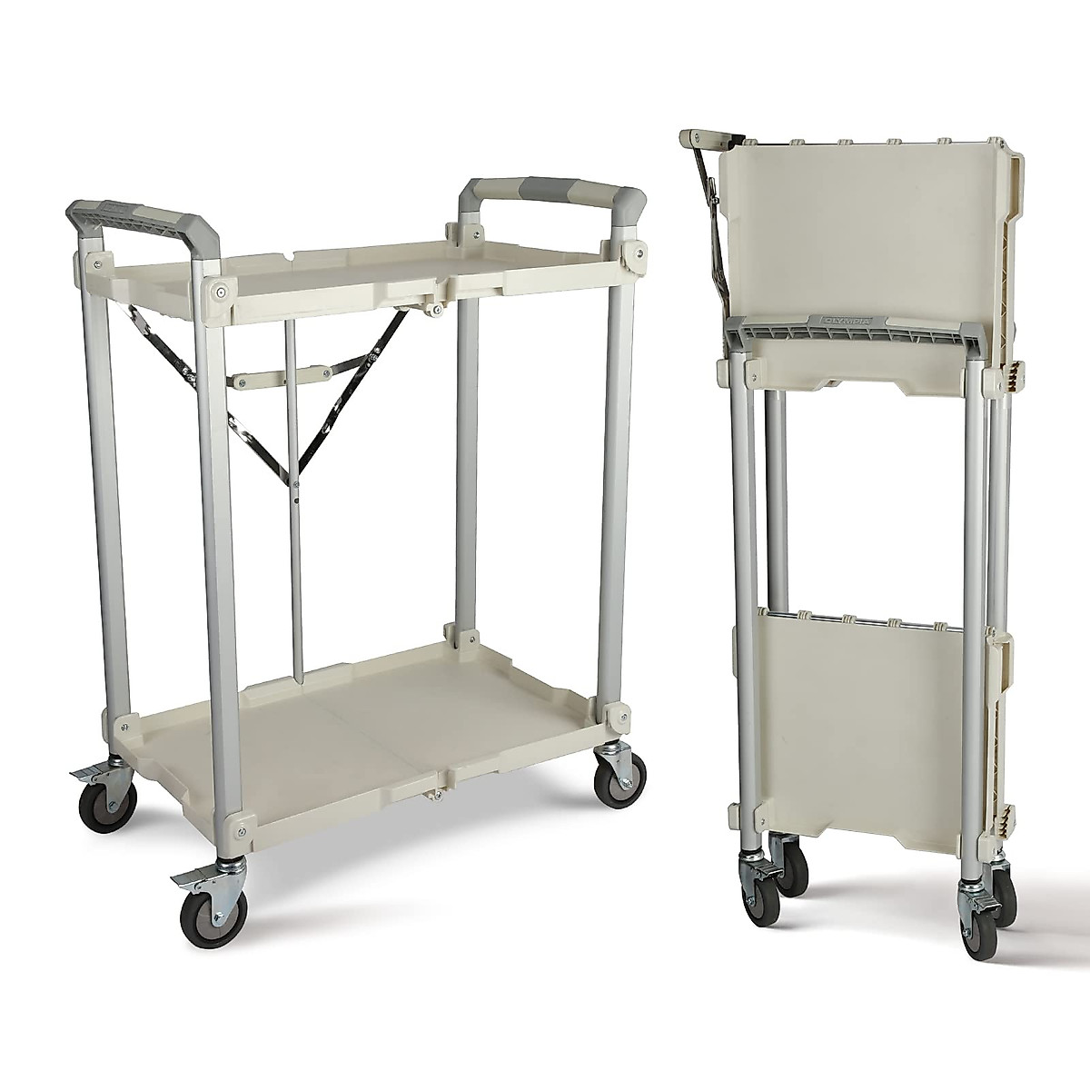 Olympia Tools 89-363 Pack N Roll Collapsible Service Cart, XL, 200LB Capacity, White, 2-Layers