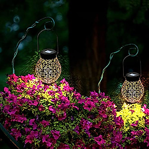 Solar Lanterns Outdoor Hanging Lights Waterproof for Garden Patio Decor, Warm White Solar-Powered Led Lamp
