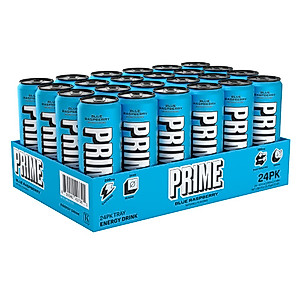 PRIME Energy BLUE RASPBERRY | Zero Sugar Energy Drink | Preworkout Energy | 200mg Caffeine with 355mg of Electrolytes and Coconut Water for Hydration| Vegan | Gluten Free |12 Fluid Ounce | 24 Pack