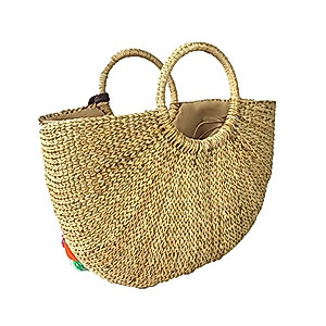 Blue Island Bali Straw Market Tote w Oversized Tassels, Natural