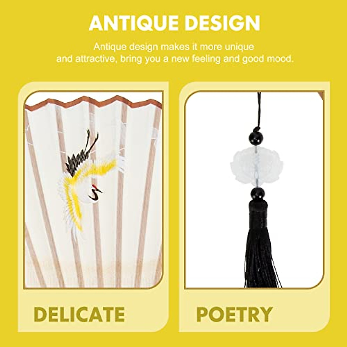 RAZZUM Large Wall Decor Retro Style Silk Fan Folderable Fan Chinese Style Fan Wall Decoration Costume Collocation Fan