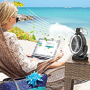 10000mAh Misting Fan Portable with Detachable Water Tank 400ml, 8 Inch Powerful Cool Mist Clip Fan, Battery Operated Rechargeable Fan, 2 Mister Modes, Sleep Timer, LED Lights, for Golf Cart, Outdoors