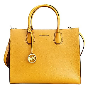 Michael Kors Mercer Large Pebbled Leather Convertible Tote Honeycomb Yellow