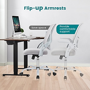 SMUG Home Office Desk Chair, Ergonomic Computer Managerial Executive Chairs Mid-Back Work Swivel Task Chairs with Wheels, Lumbar Support, Comfy Flip-up Armrest for Gaming, Study, Student