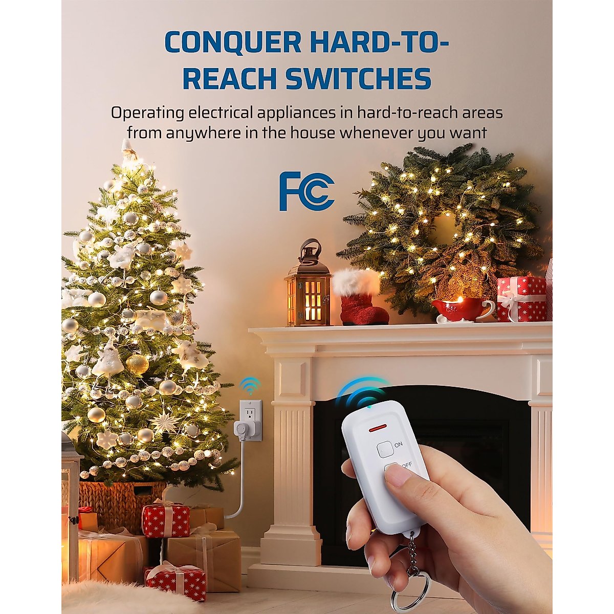 DEWENWILS Indoor Remote Control Outlet, Wireless Remote Light Switch, No Interference Remote Outlet Switch, No Wiring, 15A/1875W, 100ft RF Range, Compact Design, Programmable