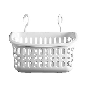 JISADER Bathroom Basket, Tidy Organiser Multifunctional Container, with Hook, Hanging Storage Basket, Shower Basket for Dorm, 22cmx19.5cmx16cm