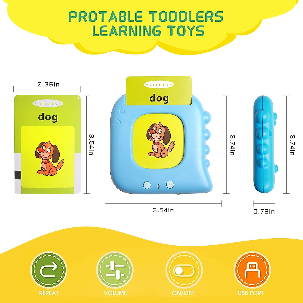 Talking Flash Cards Learning Toys for 1-6 Year Old Boys Girls, Toddlers Educational Speech Therapy Toys with 112 Pcs Flashcards 224 Words, Preschool Montessori Toys and Birthday Gift for Kids (Blue)