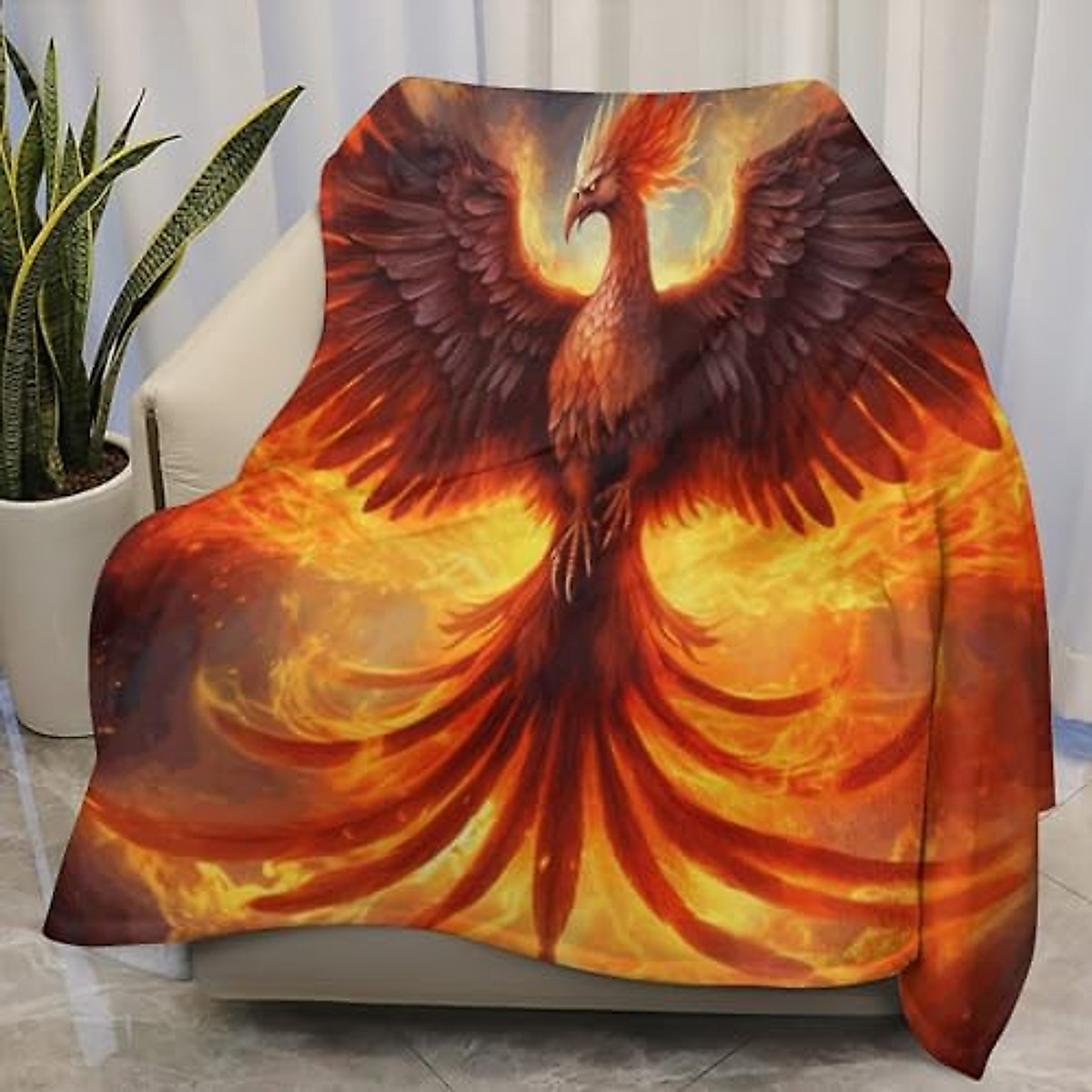 Delerain Burning Bird Soft Throw Blanket 40"x50" Lightweight Flannel Fleece Blanket for Couch Bed Sofa Travelling Camping for Kids Children