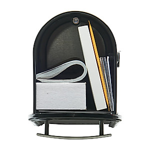 Architectural Mailboxes Franklin Post Mount Mailbox, Black with Silver Accents, FM110BEC