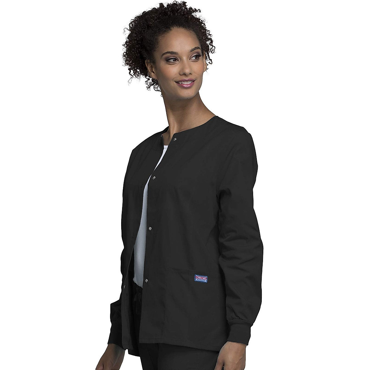 Cherokee Women's Warm Up Scrubs Jacket, Black, Small