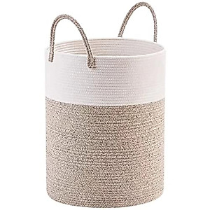 Tall Woven Laundry Basket with Handles, Clothes Hamper Storage Basket for Living Room, Bedroom, Entryway, Bathroom, Large Woven Blanket Basket for Pillows, Towels, Blankets