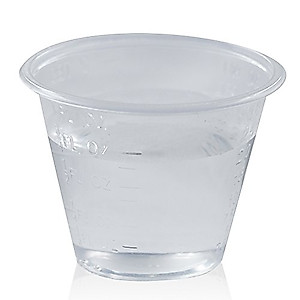 Small Plastic Disposable Medicine Cups: 1 Ounce Measuring/Mixing Cups with Graduated ML, Dram, CC, TBSP & FL OZ Measurement Markings for Pill, Epoxy, Resin & Liquid/Powder Medication - 300 Cup Set