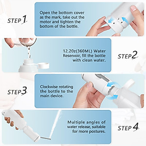 Portable Bidet for Travel, 12.2oz/360ml Travel Bidet, IPX6 Waterproof & Handheld, Rechargeable Electric Bidet for Personal Hygiene Cleaning, Soothing Postpartum,Hemorrhoid and Perineal Care