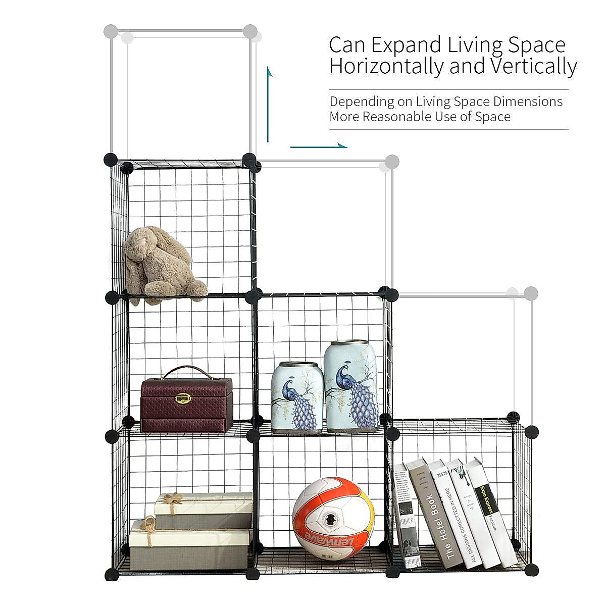 BRIAN & DANY Metal Wire Storage Cubes, DIY 9-Cube Closet Cabinet and Modular Shelving Grids, Wire Mesh Shelves and Rack, Black
