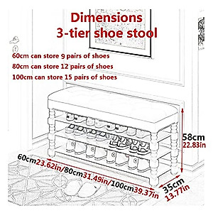 ALDEPO Shoe Cabinet Retro Home Shoe Cabinet Changing Stool Shoe Cabinet with Solid Wood seat Wardrobe Bench flip Design Storage Shelf PU Leather Quick Assembly Living Room Bathroom Hotel can