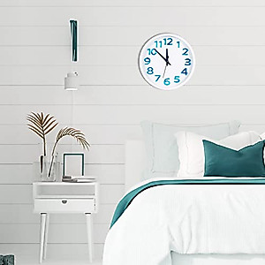 JVXYUIEH 12 Inch Wall Clock, Wall Clocks Battery Operated Modern, Silent Non Tiking Large Wall Clocks for Bedroom, Office Kitchen, Living Room, Classroom Decor (Blue)