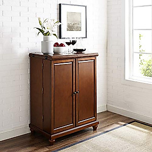 Crosley Furniture Cambridge Expandable Bar Cabinet with Storage Shelves, Drawer, and Wine Rack, Vintage Mahogany