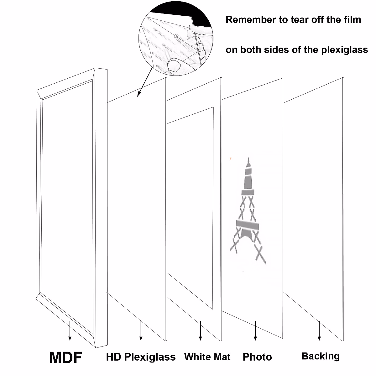 LUCKYLIFE 16x20 Frames, Picture Frames for Wall, Display Pictures 11x14 with Mat or 16x20 without Mat, Set of 2, Black