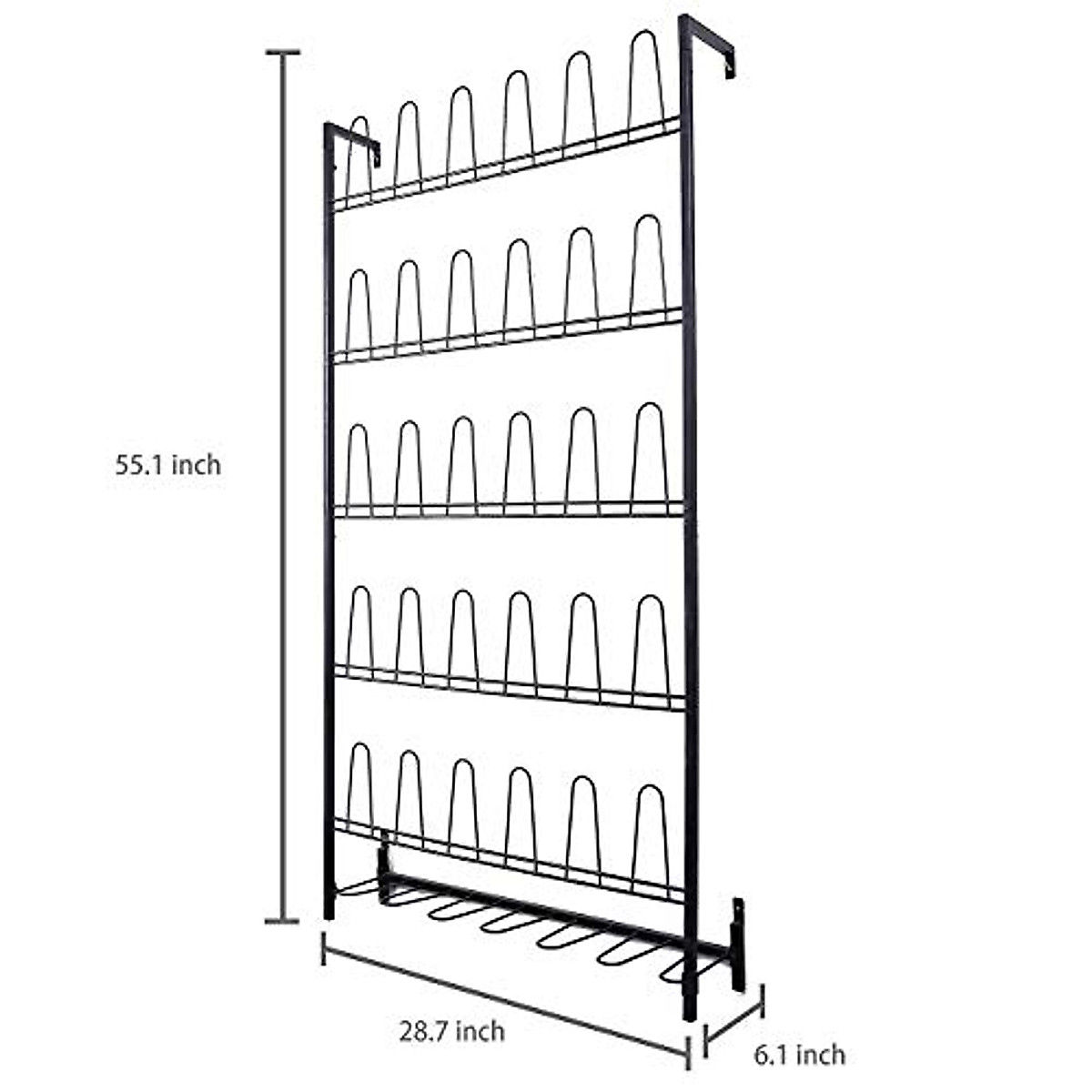 MyGift Black Metal Wall Mounted Boots and Shoe Rack, 18 Pair Entryway Shoe Storage Organizer Stand & Wall Mounted Black Metal 36 Hook Shoe Rack / 18 Pair Entryway Shoe Storage Organizer Stand