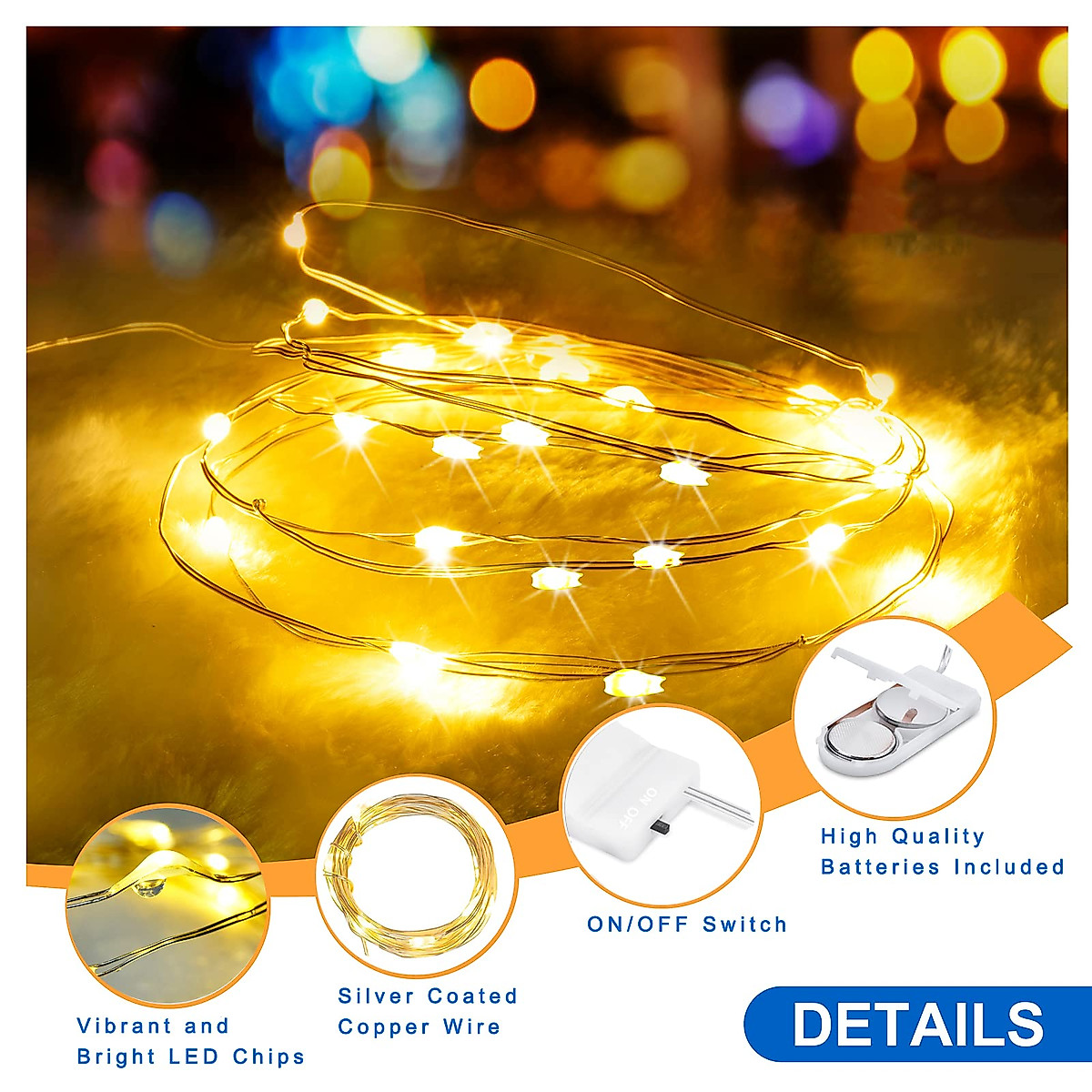 Ostwiki Fairy Lights Battery Operated, 6-Pack Mini String Lights, 20 LED 7ft Twinkle Firefly Starry Lights for DIY Craft Mason Jar Bedroom Wedding Party Table Christmas Decoration (Warm White)