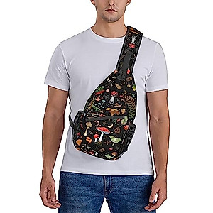 Mushroom Sling Bag Crossbody Travel Hiking Backpack Daypack Mushroom Gifts for Women Men Unisex,Shoulder Chest Bags Cycling Gym