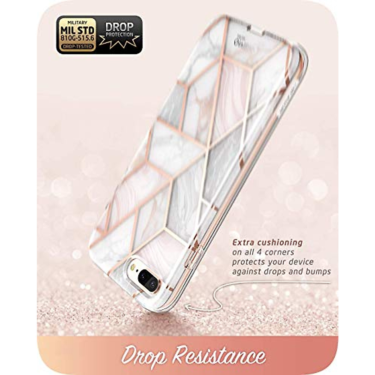 i-Blason Cosmo Glitter Clear Bumper Case for iPhone 8 Plus/iPhone 7 Plus, Marble