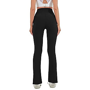 HEGALY Women's Flare Yoga Pants - Crossover Flare Leggings High Waisted Bootcut Bell Bottom Workout Sweatpants Black