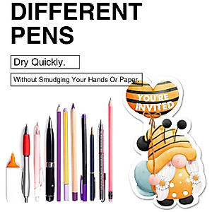 Bee Gnome Party Invitations with Envelopes, 20 Set Bee Gnome Shaped Invitations Birthday Bday Party Invites Supplies Favors, Double-Sided