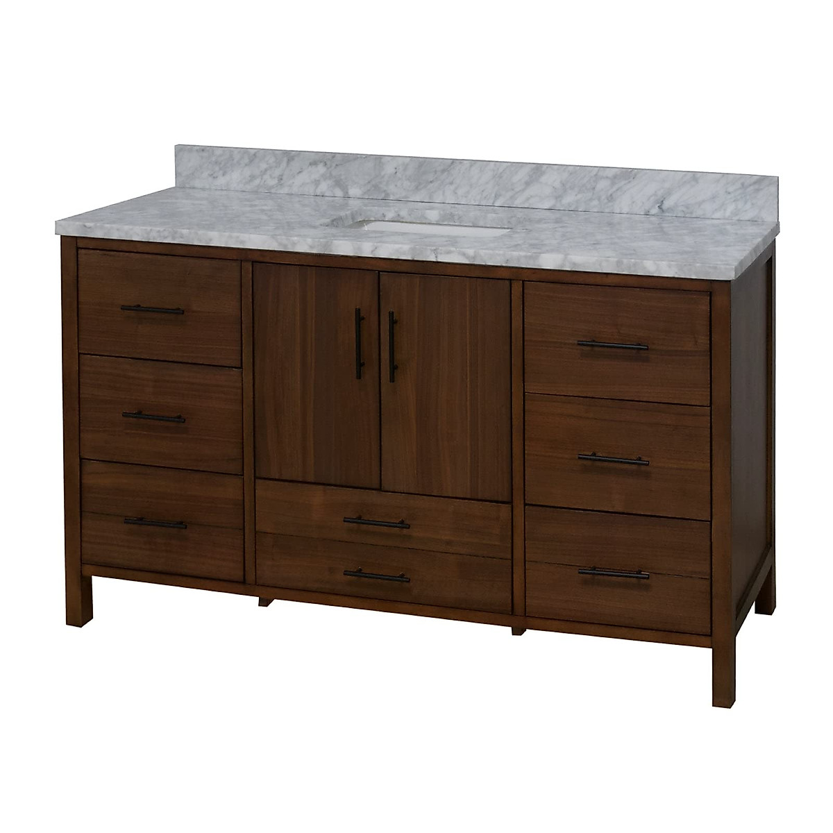 Kitchen Bath Collection California 60-inch Single Bathroom Vanity (Carrara/Walnut): Includes Walnut Cabinet with Authentic Italian Carrara Marble Countertop and White Ceramic Sink