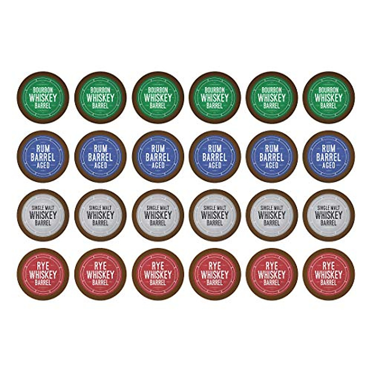 Bourbon Barrel Aged Coffee 24ct Variety Pack Set, Single Origin Coffee Paired with Bourbon, Rye Whiskey, Malt Whiskey and Rum, 24ct