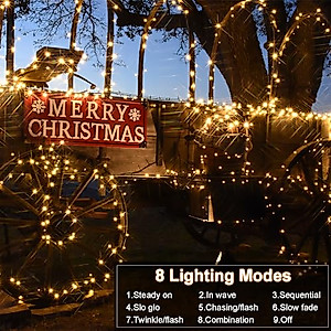 echosari [2 Pack] Battery Operated Christmas Lights 16ft Green Wire 50 LED Fairy String Light with Remote, Timer, 8 Modes, Dimmable for Indoor Outdoor Xmas Tree Wedding Party Decoration (Warm White)