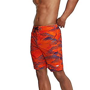Speedo Men's Standard Swim Trunk Knee Length Boardshort Bondi Printed, 20" Slice Spicy Orange, X-Large