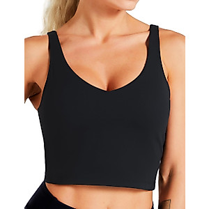 Dragon Fit Women’s Longline Sports Bra Wirefree Padded Medium Support Yoga Bras Gym Running Workout Tank Tops Black