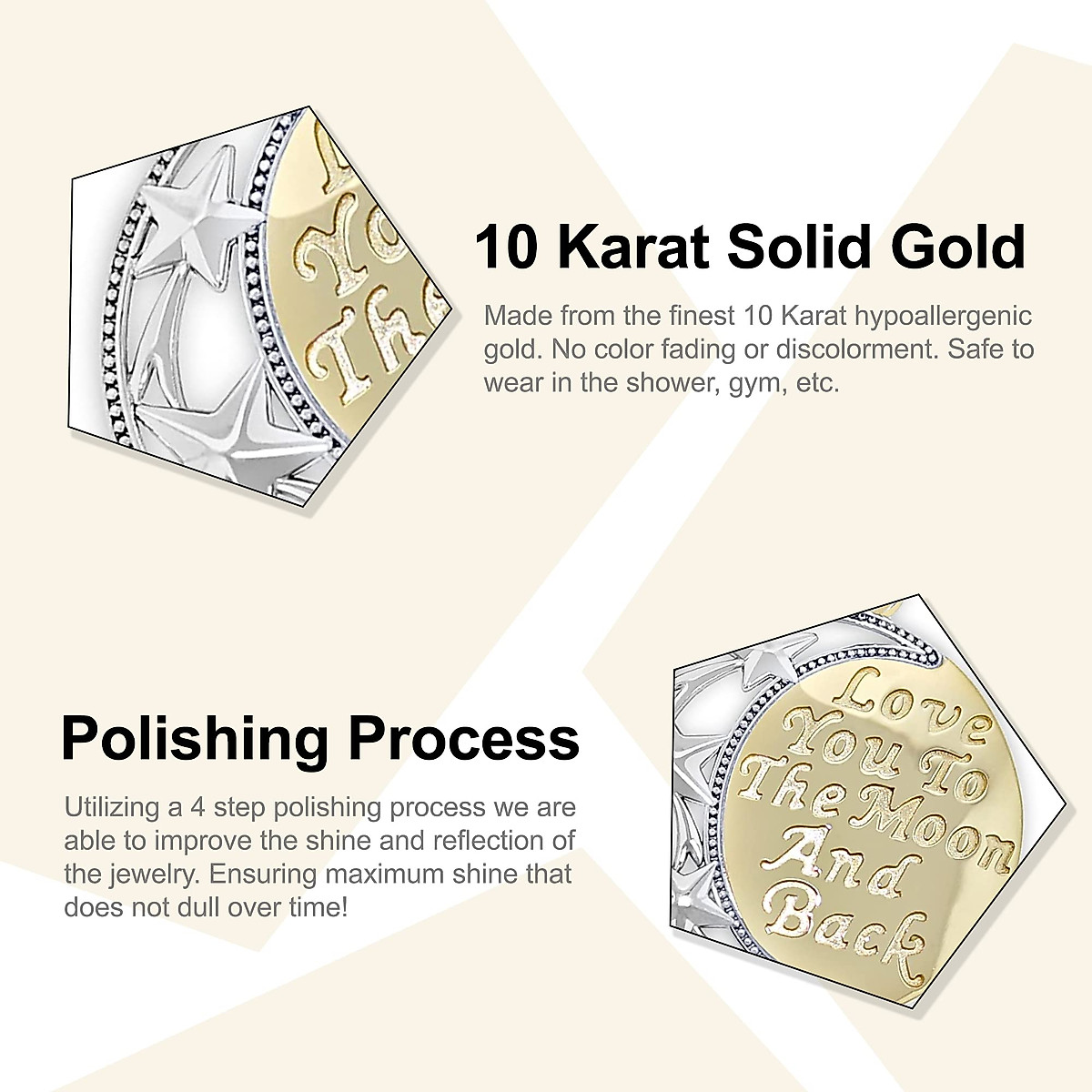 Charm America - Gold Love You to the Moon and Back Charm - 10 Karat Solid Gold