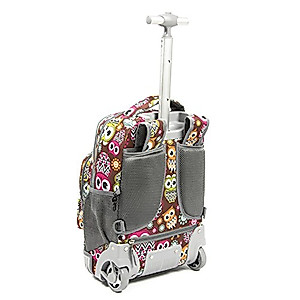 Tilami Kids Rolling Backpack 18 inch Boys and Girls Laptop Backpack, Owls