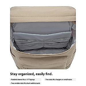 HotStyle Casual Daypack Backpack for Tween & Teen Girls, Multipurpose Middle School Bag Bookbag, Angled Top, Plain, Pastel Khaki