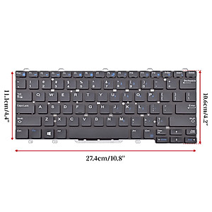 SUNMALL Replacement Keyboard Compatible with Dell Latitude 3340 3350 E3340 7350 E5450 E5470 E7450 E7470 13 7000 2-in-1 7350 Black US Layout Without Pointer No Backlight