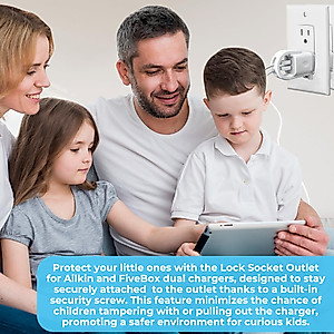 Lock Socket Charger Lock for Ailkin Dual Chargers Anti-Theft & Tug-Proof Charger Lock System A Safety Device to Prevent Unplugging Simplest Way to Lock Your Charger to Wall Plate via Security Screw