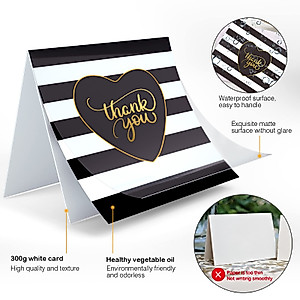 Thank You Cards Set with Envelopes (Black,white ,wavy stripes 48pcs)